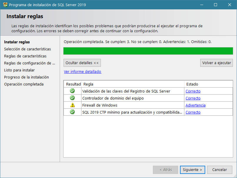 Instalación personalizada de SQL Server